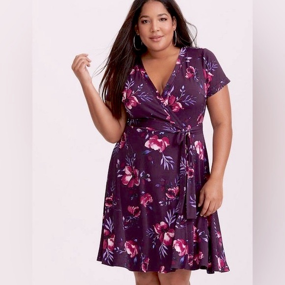 torrid | Dresses | Torrid Floral Print Studio Knit Wrap Dress | Poshmark